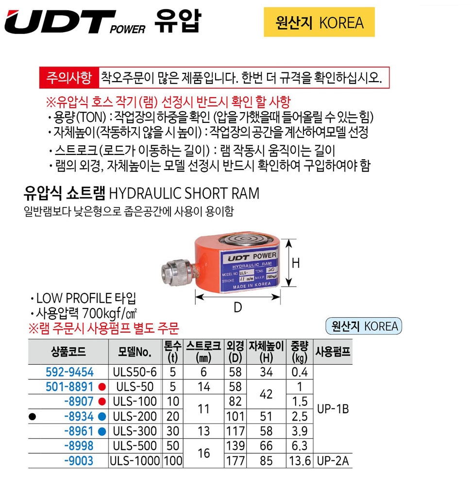 UDT 유압쇼트램 ULS